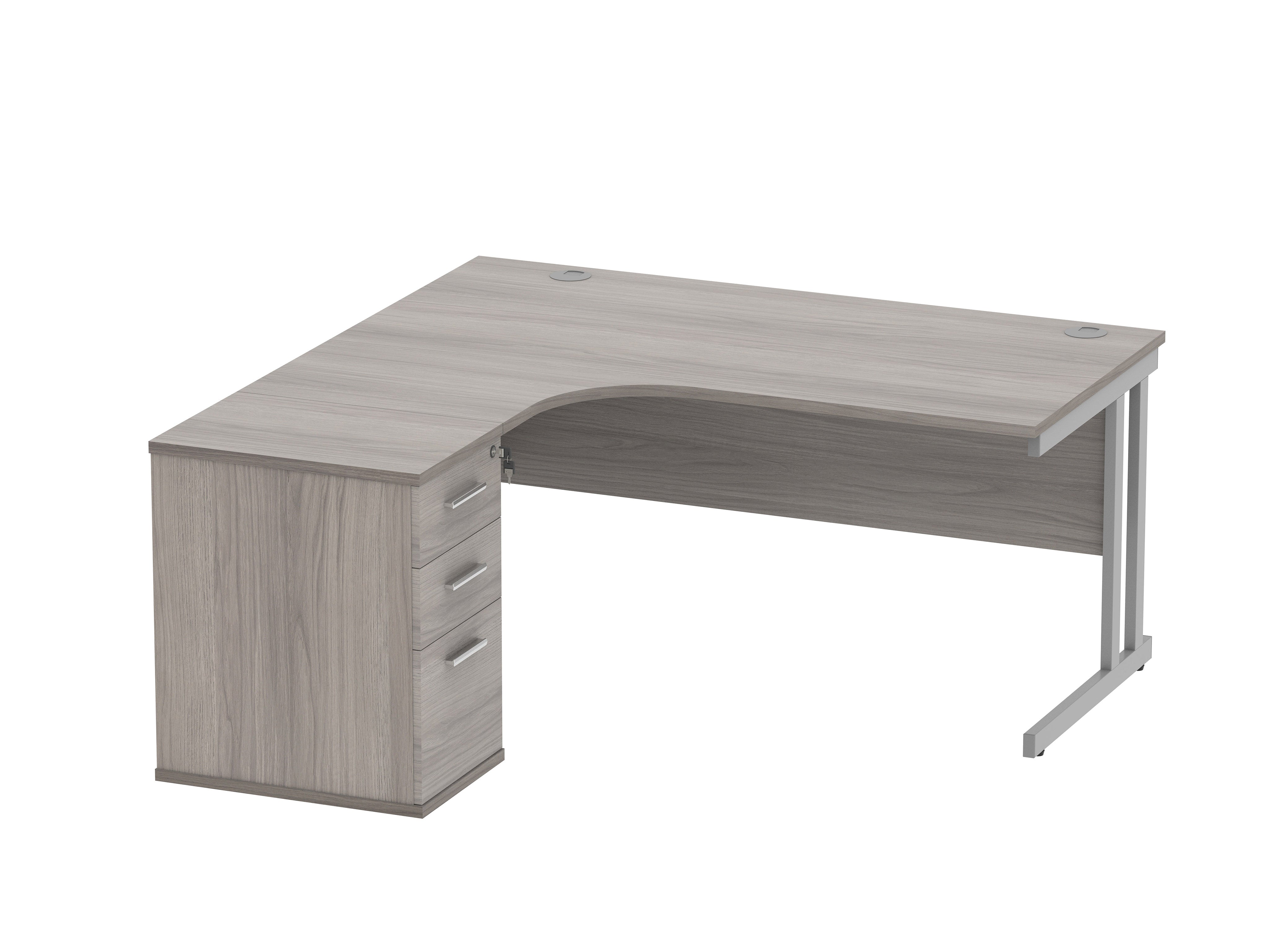 Double Upright Left Hand Radial Desk + Desk High Pedestal | 1600X1200 ...