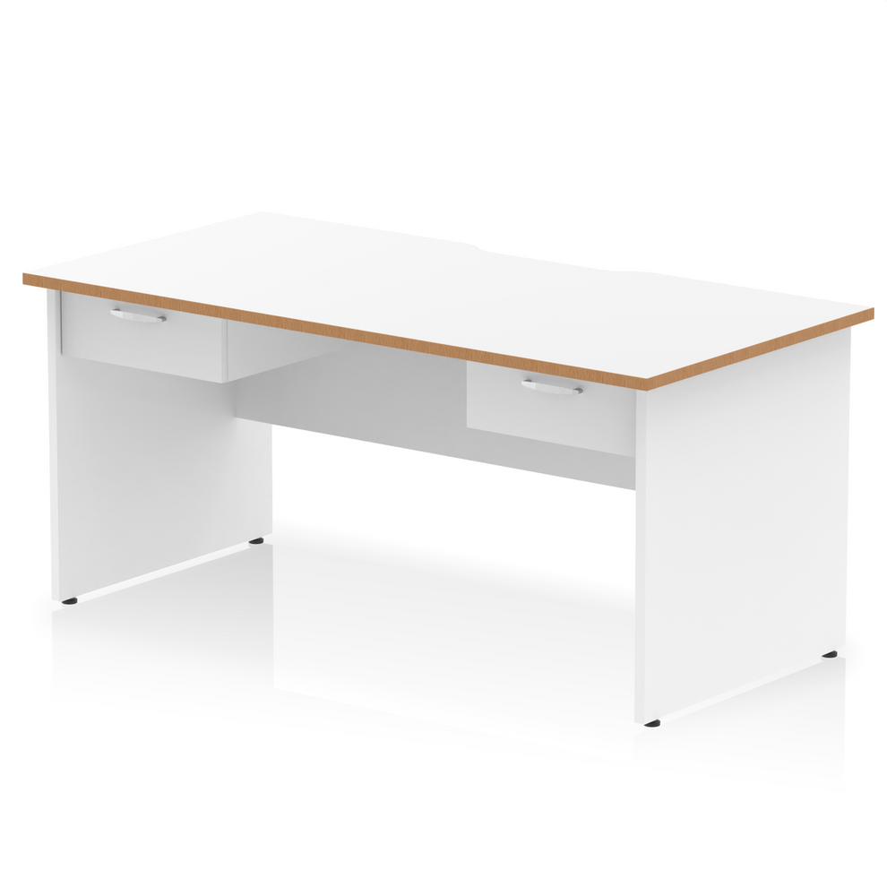 Impulse Scalloped Edge Panel End Straight Desk Frame With Two One Draw ...