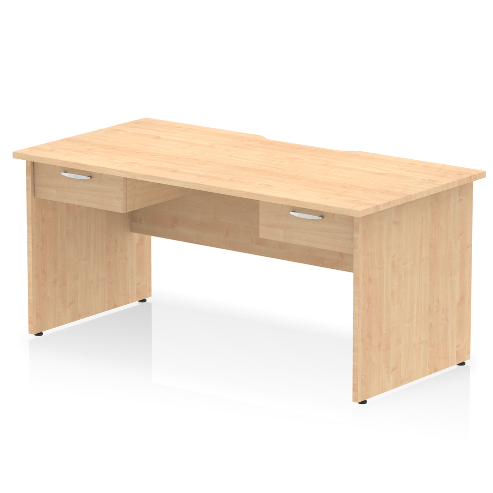 Impulse Scalloped Edge Panel End Straight Desk Frame With Two One Draw ...