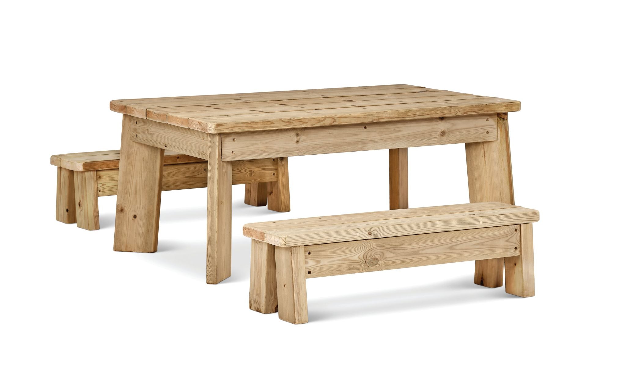 Millhouse Outdoor Table W120cm - Preschool Table + 2 Long Bench Set ...