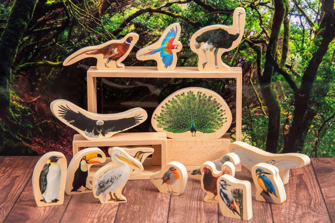 Wooden Bird Blocks – Chequered Fox
