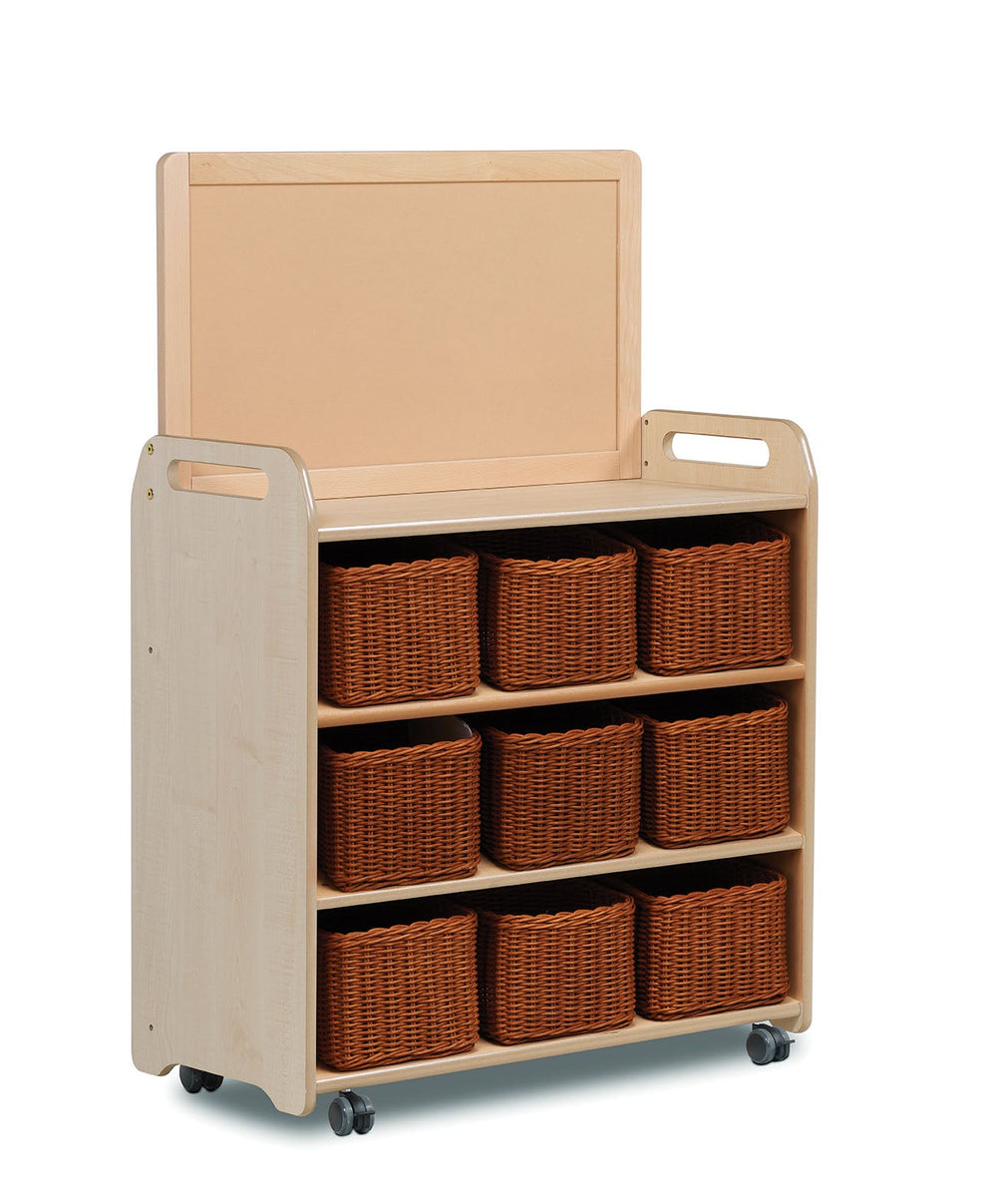 Millhouse Early Years Mobile Shelf Unit With Top Display Add-on and 9 – Chequered Fox